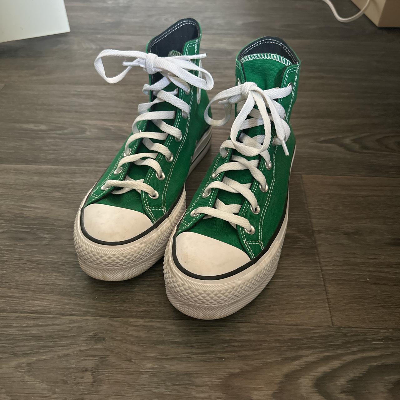 custom platform green converse. Worn once #converse... - Depop