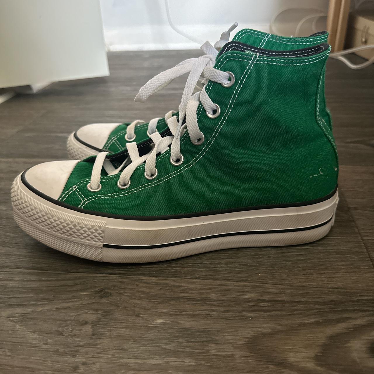 custom platform green converse. Worn once #converse... - Depop