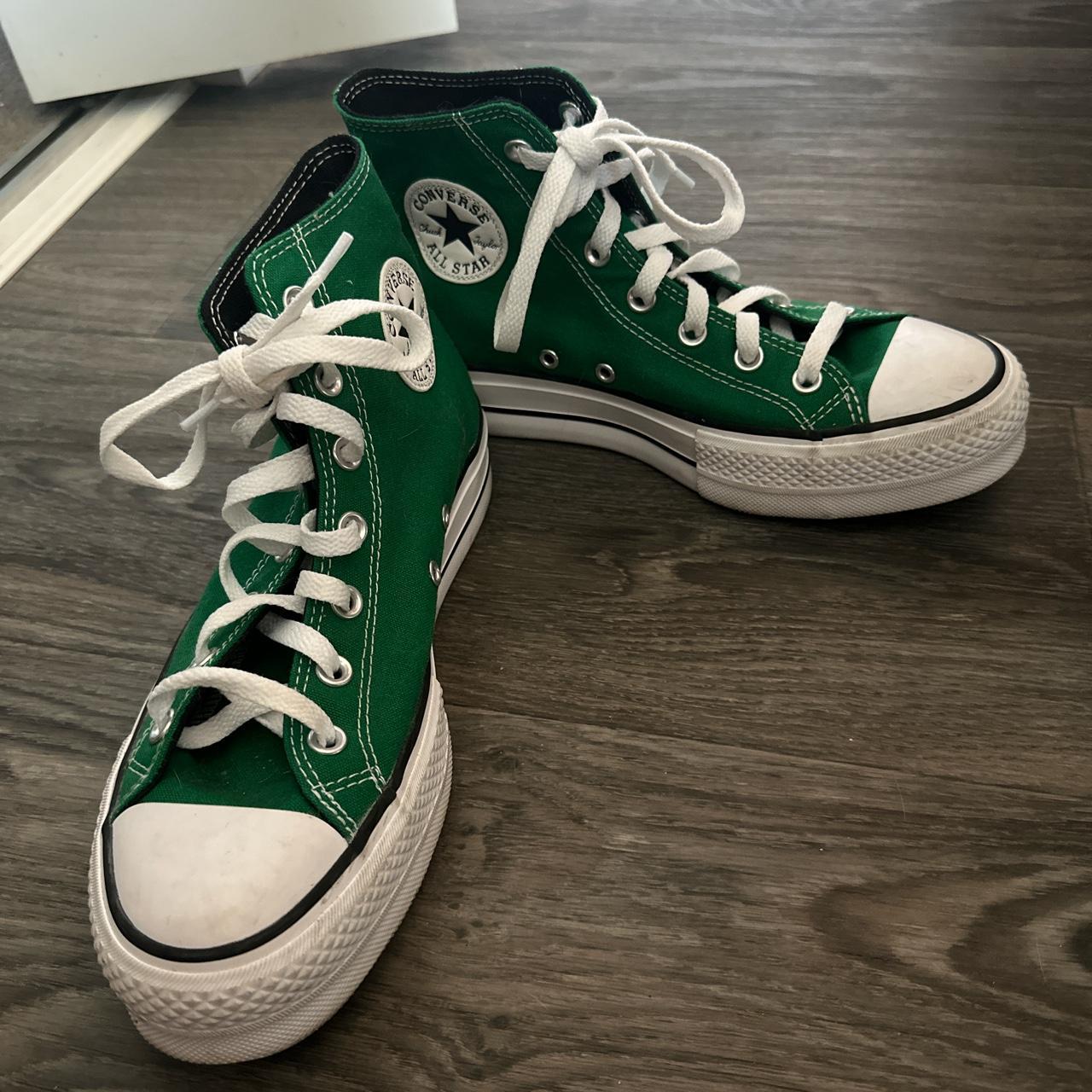 custom platform green converse. Worn once #converse... - Depop