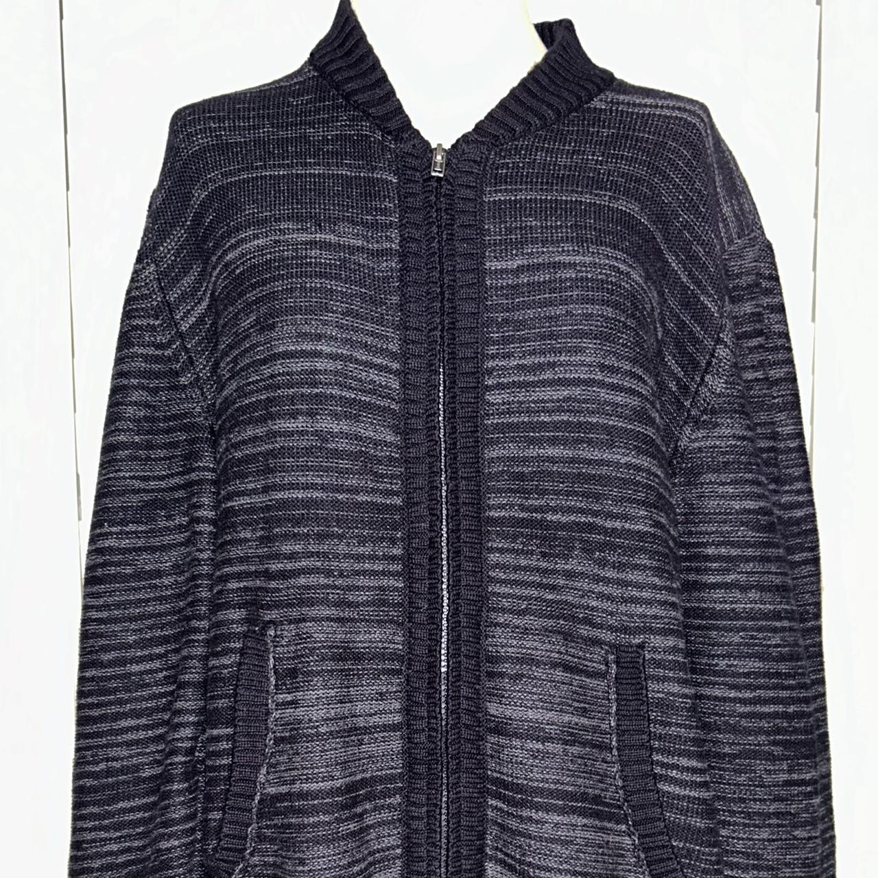 American Rag Navy Blue & Gray Zip Up Sweater... - Depop