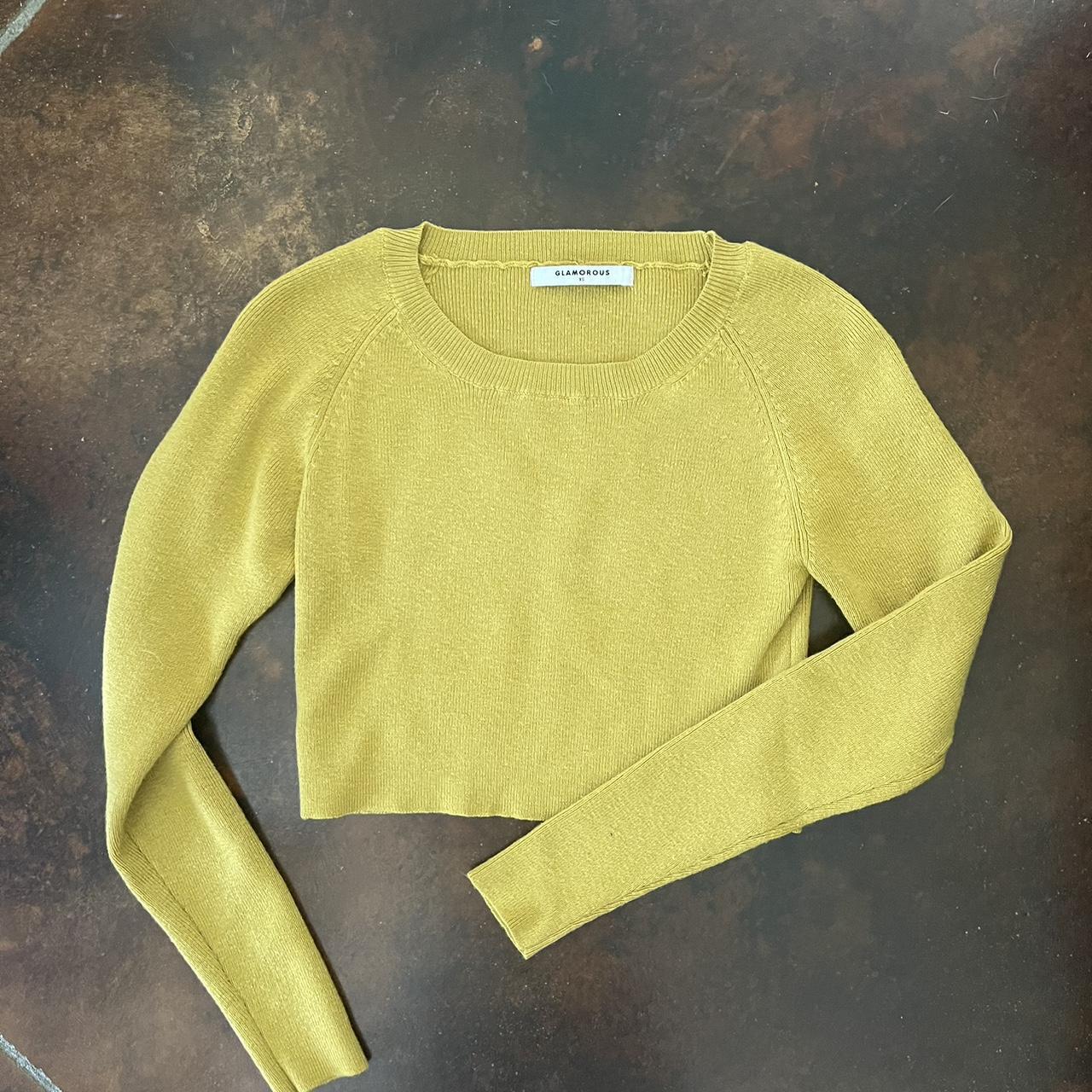 Mustard yellow cropped mini sweater - Depop