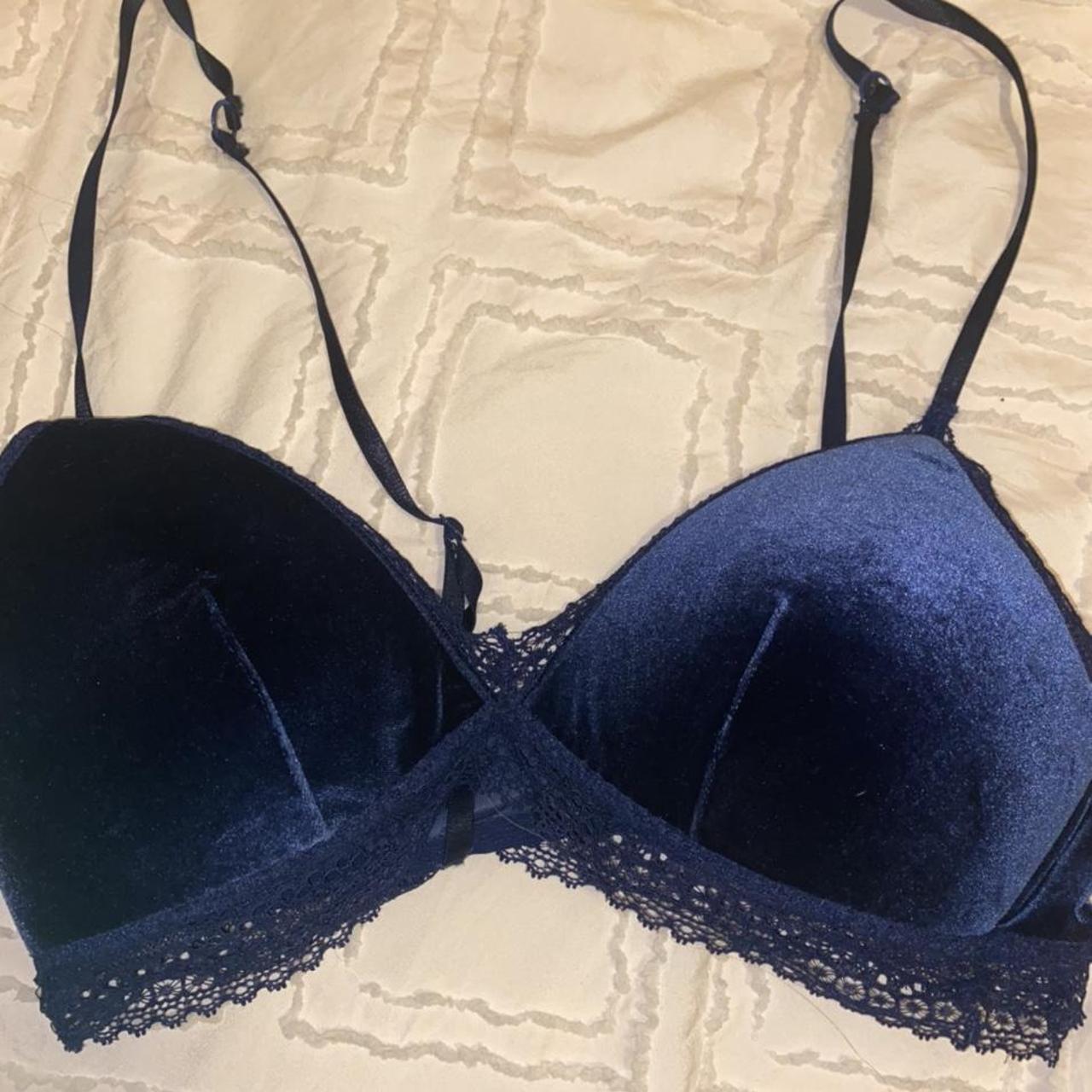 Blue velvet bra- large: would fit c or d cup - Depop