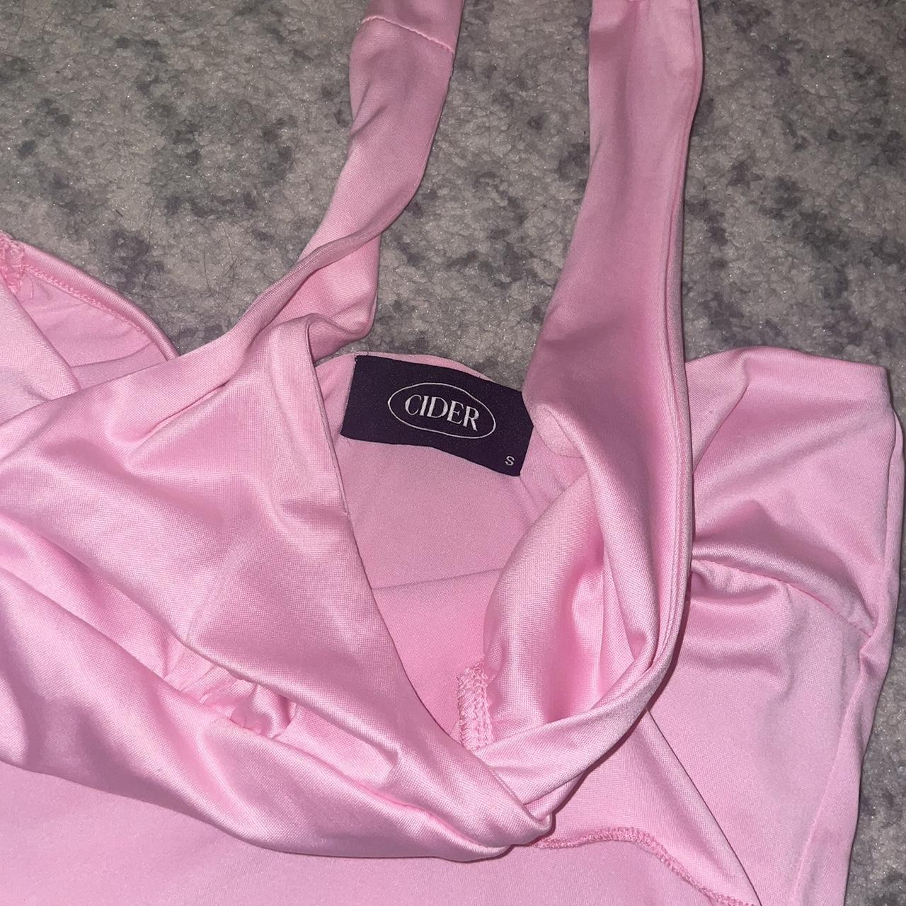 Bubblegum pink cider halter cropped tie top. Open... - Depop
