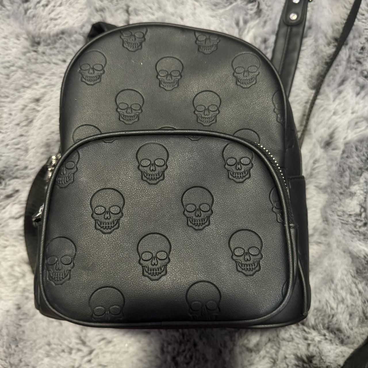 Faux Leather Skull Mini Backpack Gently used,... - Depop