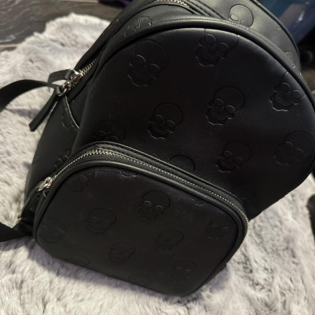 Faux Leather Skull Mini Backpack Gently used,... - Depop