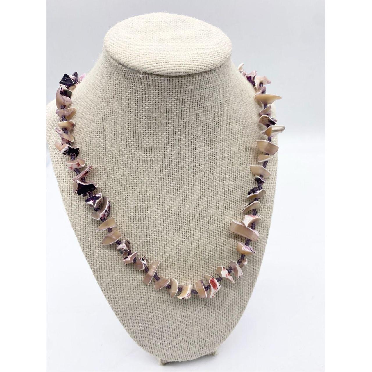 Purple/violet shell necklace aquatic Hawaiian long - Depop