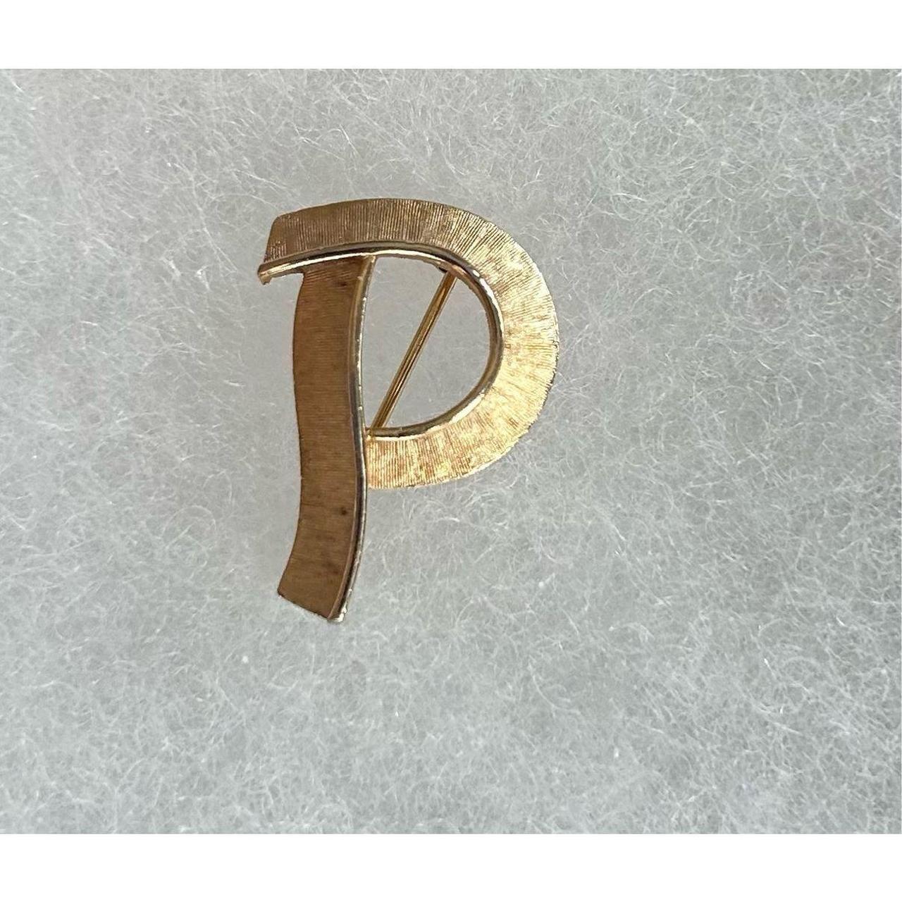 Trifari Vintage Letter P Brooch Gold tone Costume... - Depop