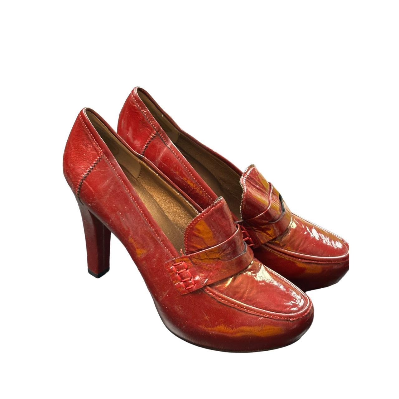 Me Too Red Patent Leather High Heel Loafers Size... - Depop