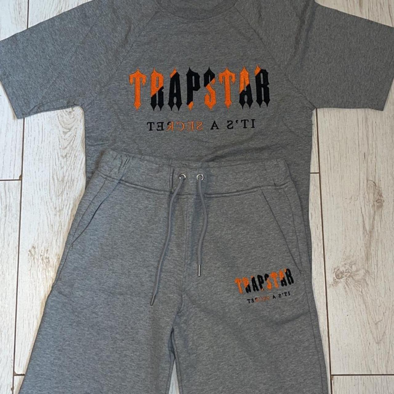 Trapstar Chenille decoded short set Grey, Orange &... - Depop