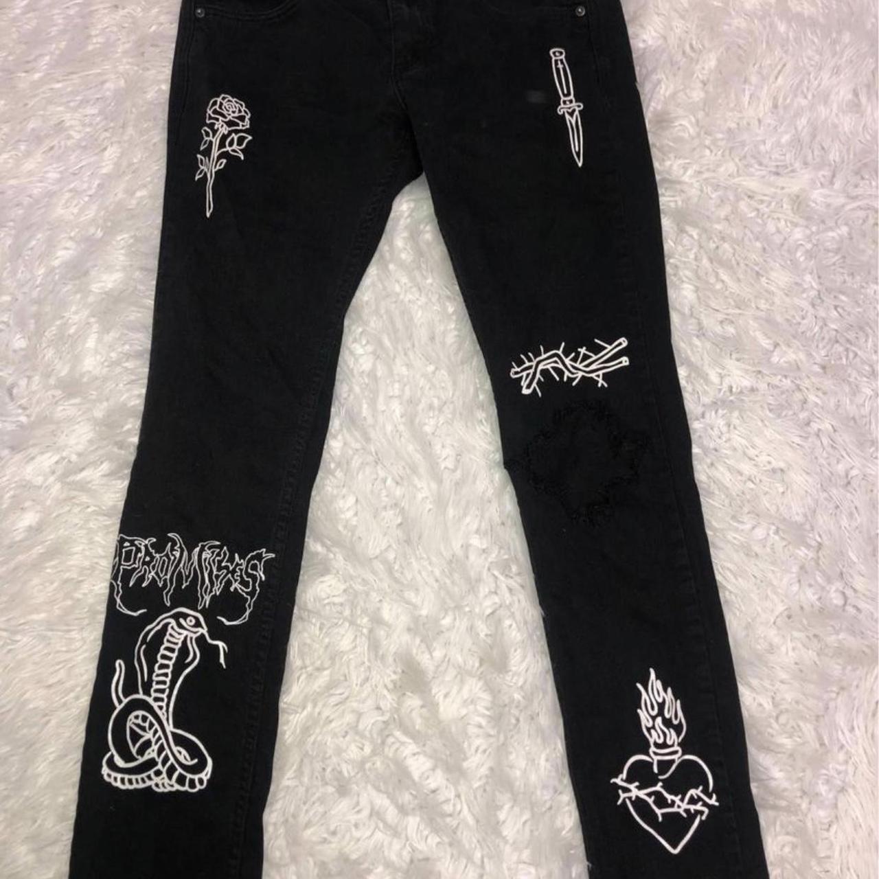 broken promises ultra slim stretch distressed jeans... - Depop