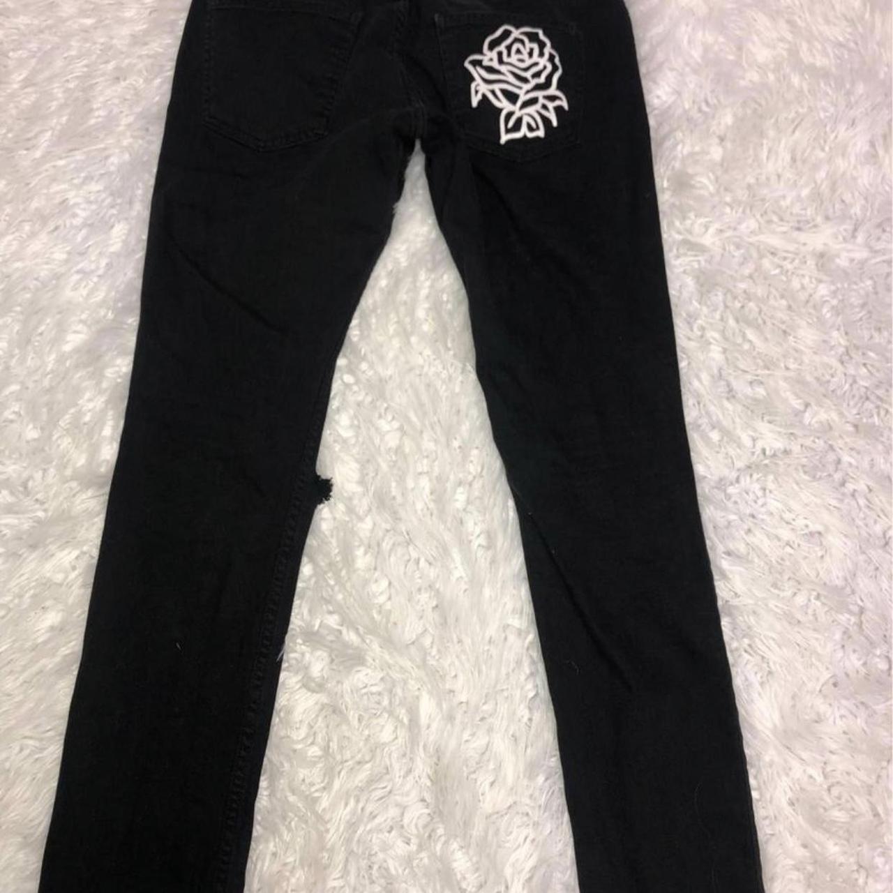 broken promises ultra slim stretch distressed jeans... - Depop