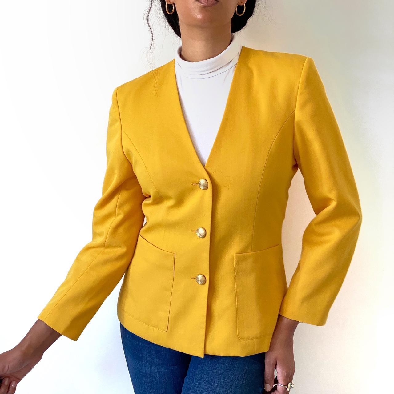 Simon Ellis Gold Medal Collection 80s Yellow Blazer... | Depop