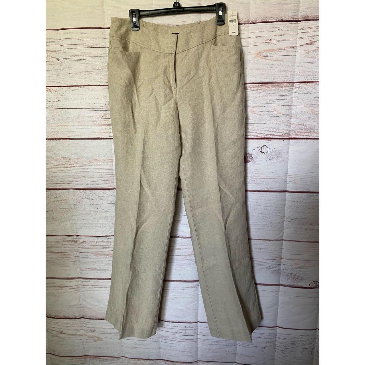 LOFT SIZE 10 Ladies straight led linen blended PANTS - Depop