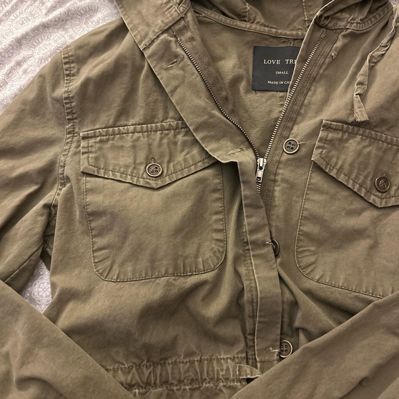lovetree green jacket with zipper and... - Depop