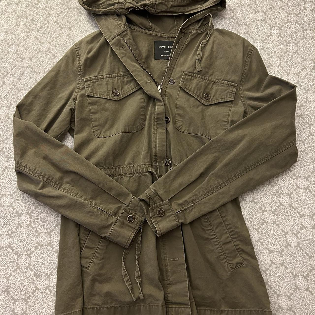 lovetree green jacket with zipper and... - Depop