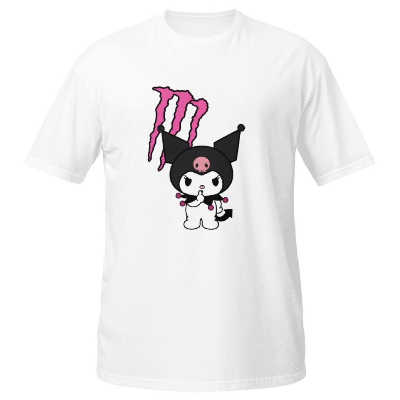 Kuromi Monster Energy Y2K Grunge White Shirt Size... - Depop