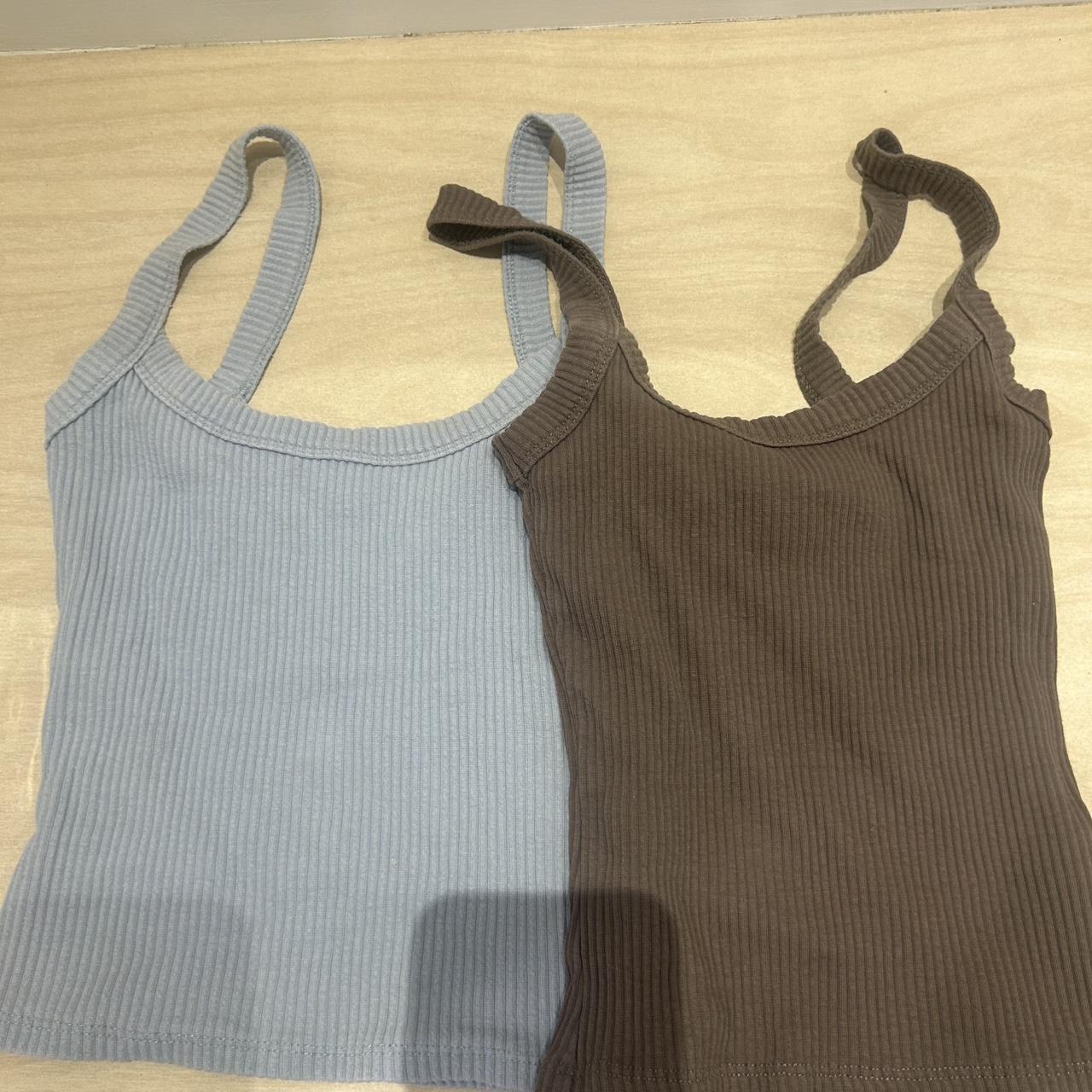 Brown and blue supre riri ribbed tank tops size 2xs | Depop