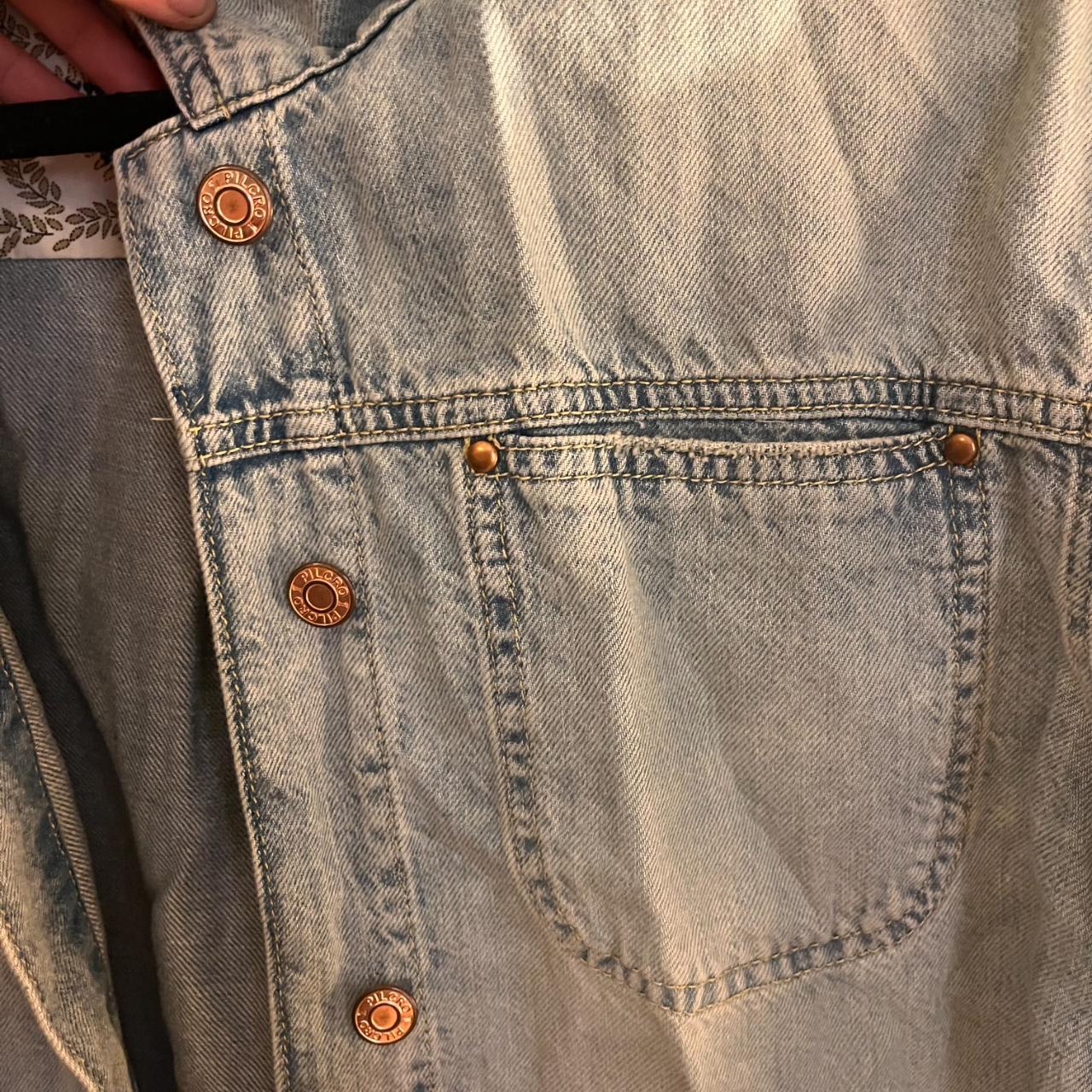 Pilcro denim shirt/jacket with paisley design... - Depop