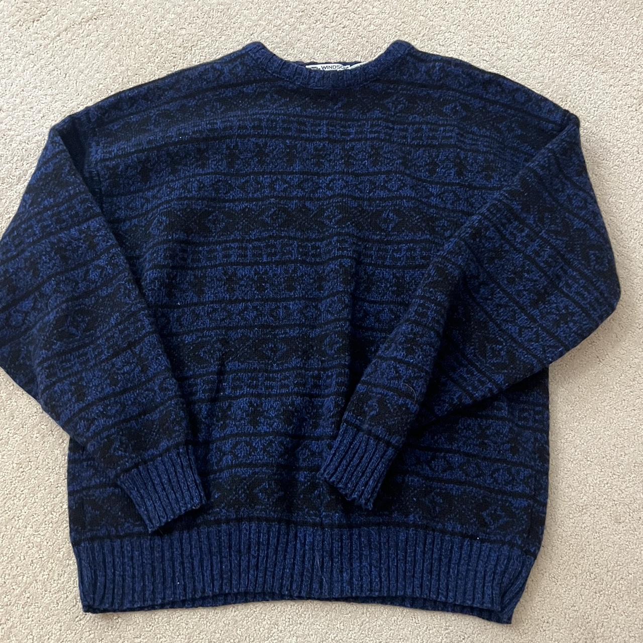 Chunky Blue Sweater #grandpasweaters #winter... - Depop