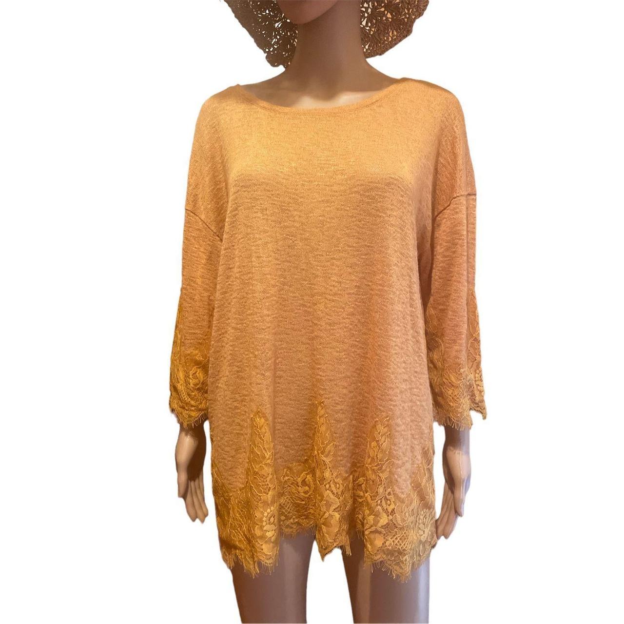 Golden rod light rust color. Lace at the sleeves and... - Depop