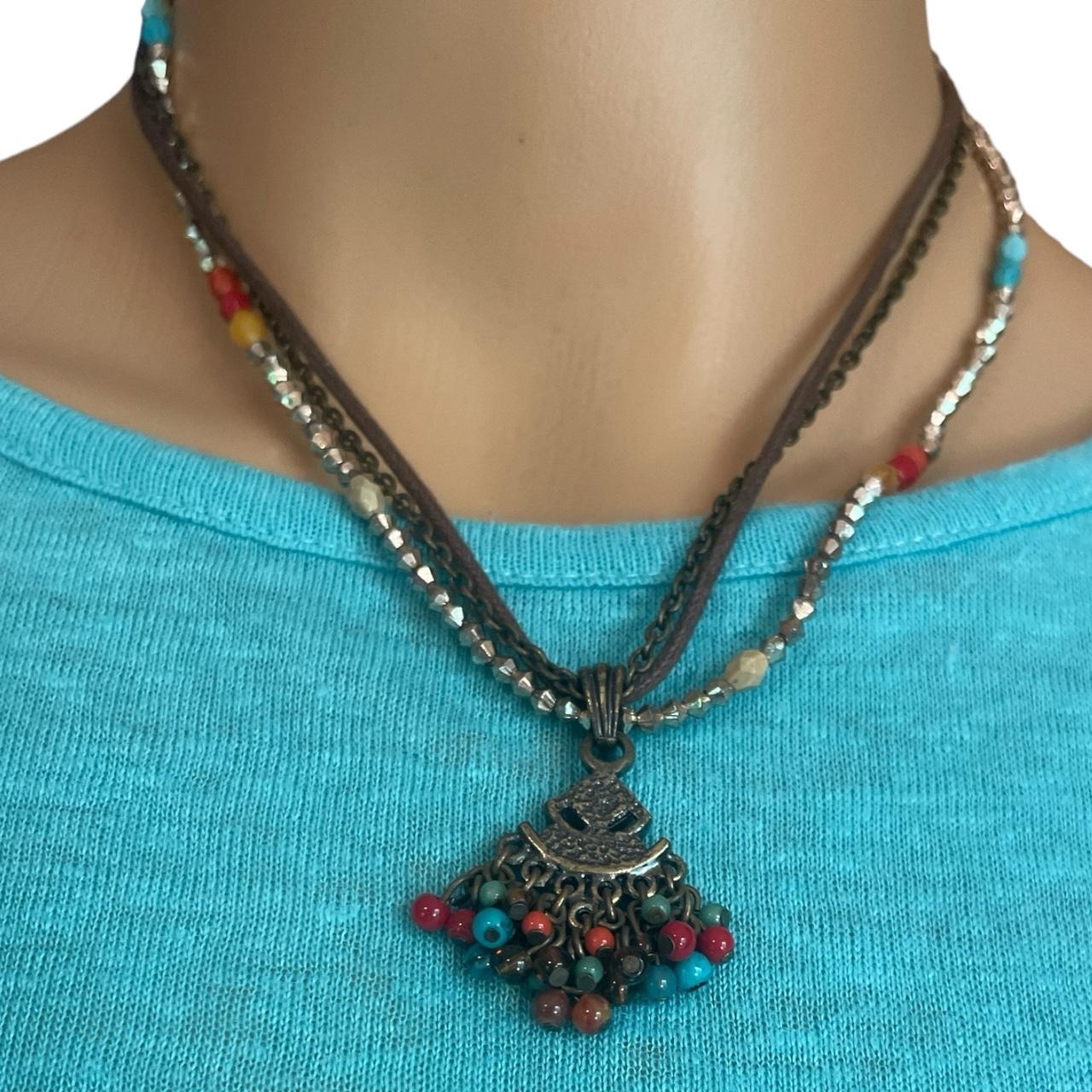 The vintage Boho beaded layered necklace is a... - Depop