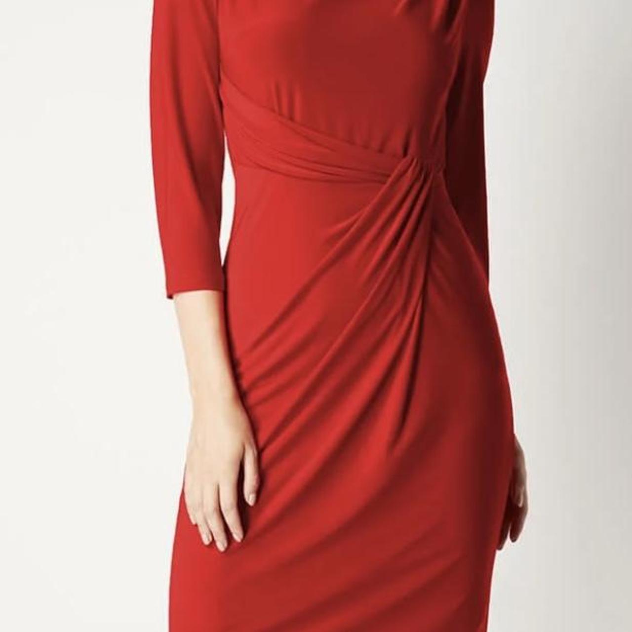 Roman red 3/4 sleeve twist front dress This dress... - Depop