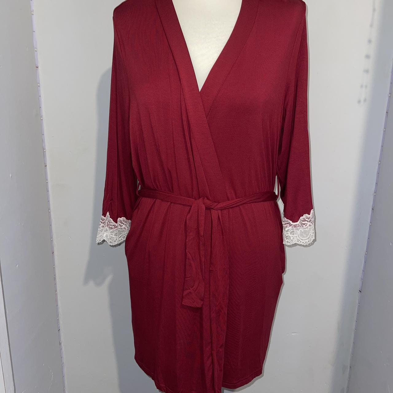 Womens dressing gown with pockets and lace trim... - Depop