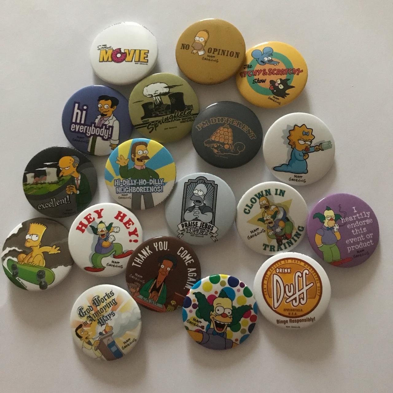 2006-2007 38mm OFFICIAL SIMPSON BADGES x 18 ALL... - Depop