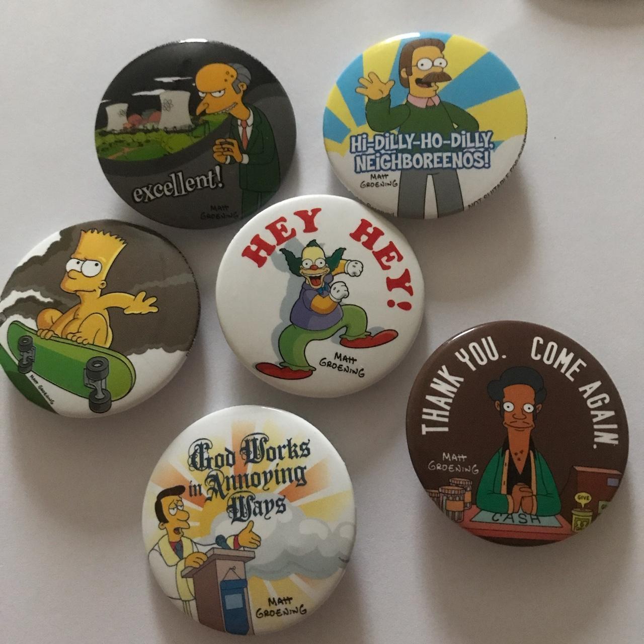 2006-2007 38mm OFFICIAL SIMPSON BADGES x 18 ALL... - Depop