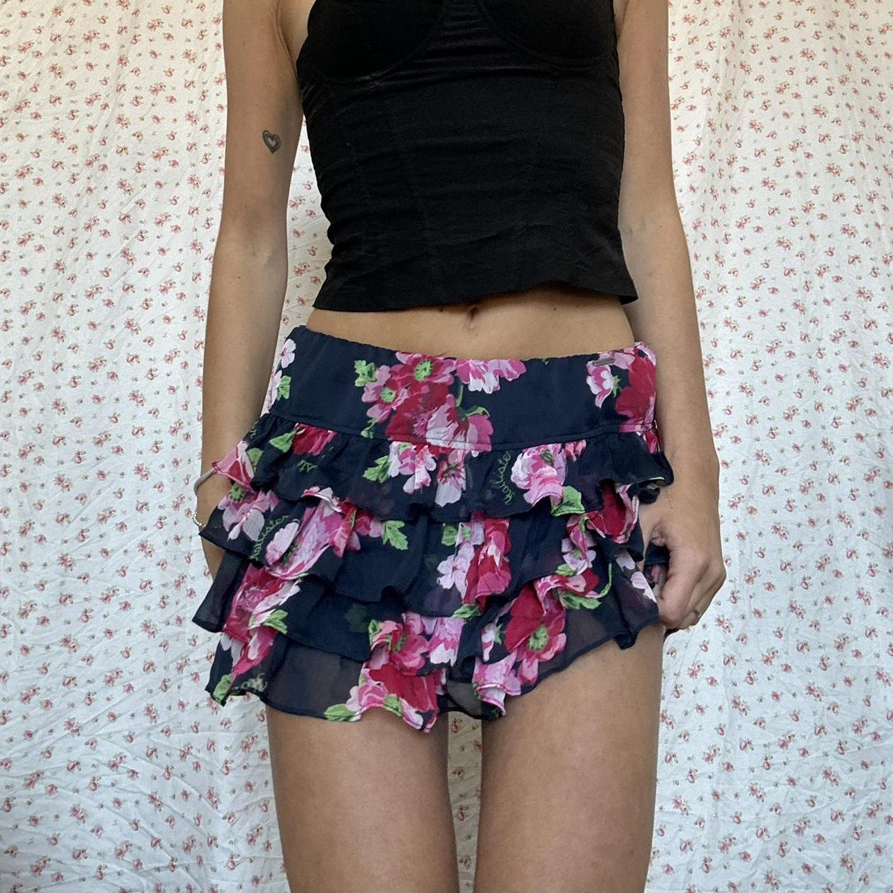 Vintage Hollister Mini Micro Ruffled Skirt - Depop