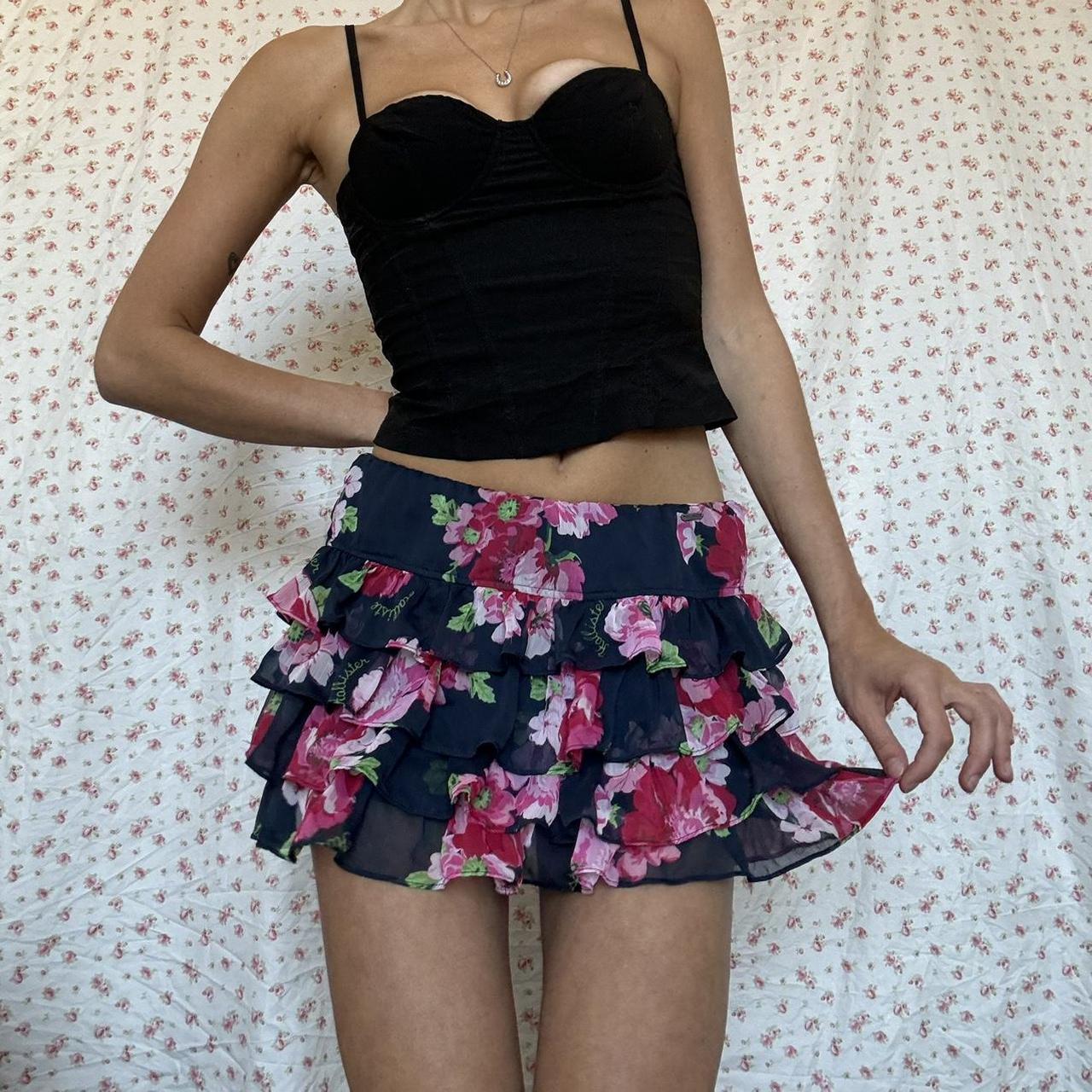 Vintage Hollister Mini Micro Ruffled Skirt - Depop