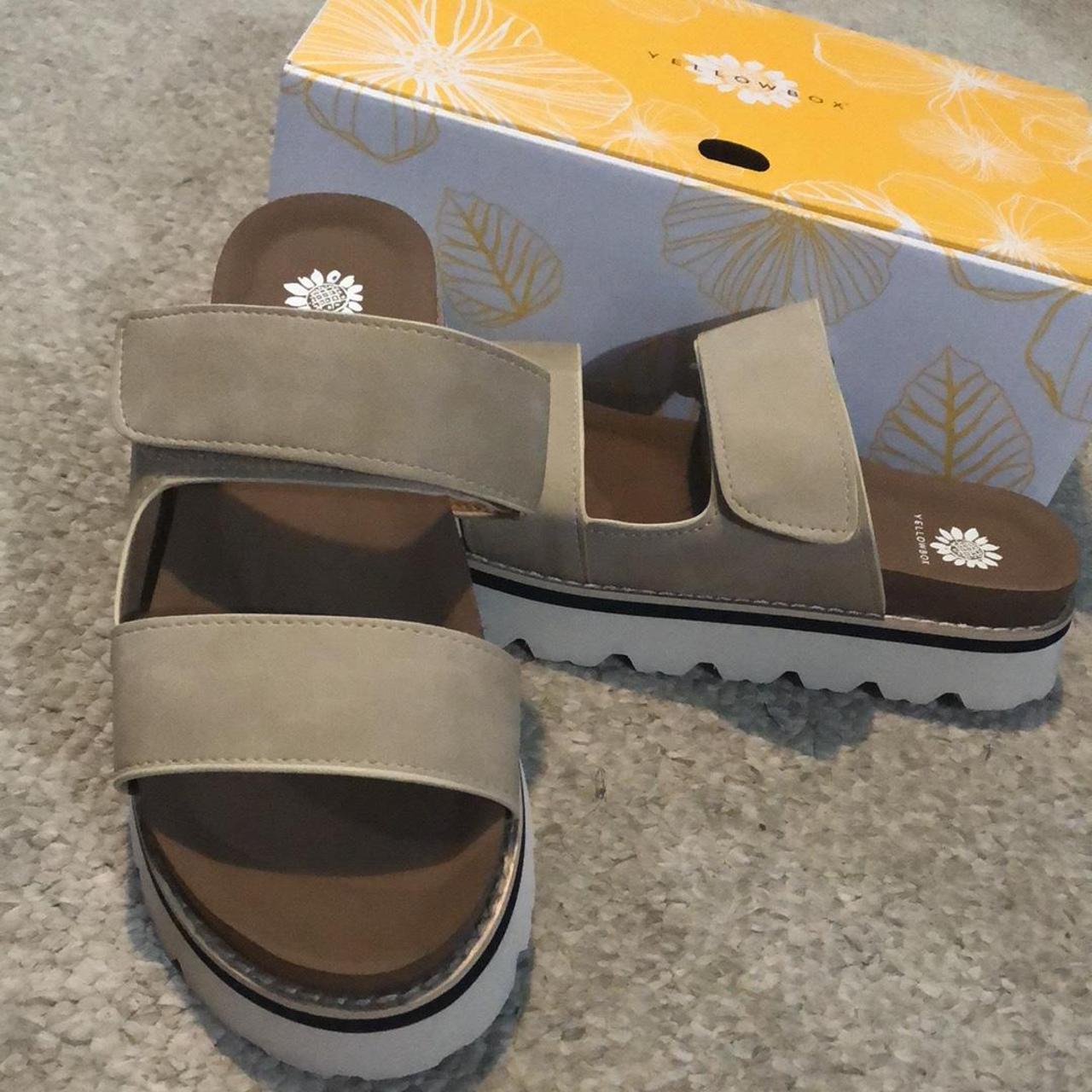 Yellow Box Women's Tan Sandals | Depop