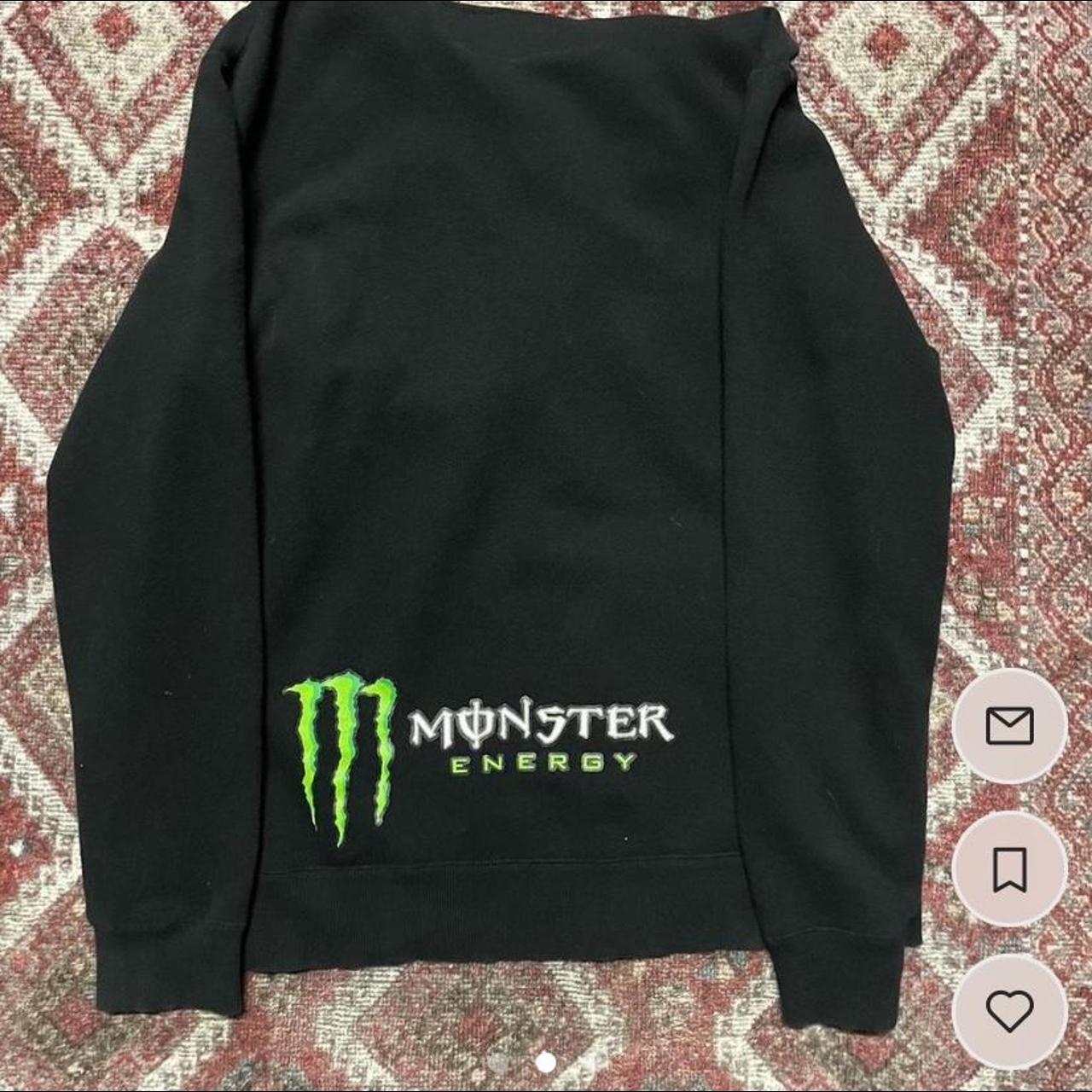 Monster black hoodie emo zip up size m price... - Depop