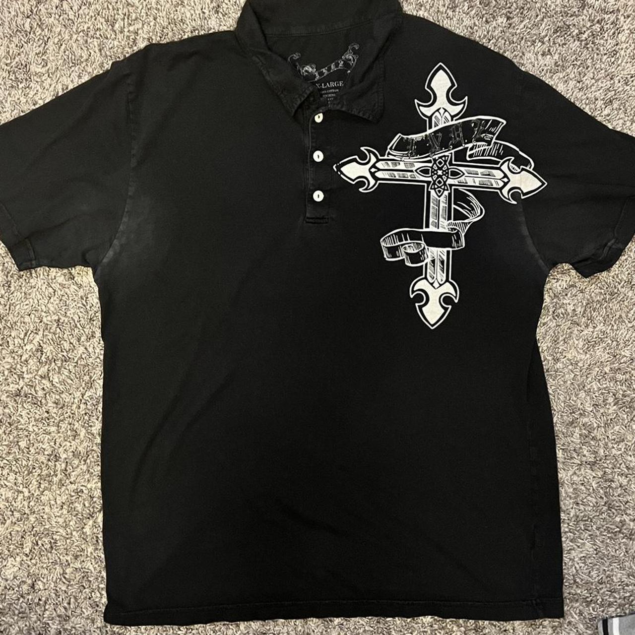 Nice polo shirt wit the cross front and back... - Depop