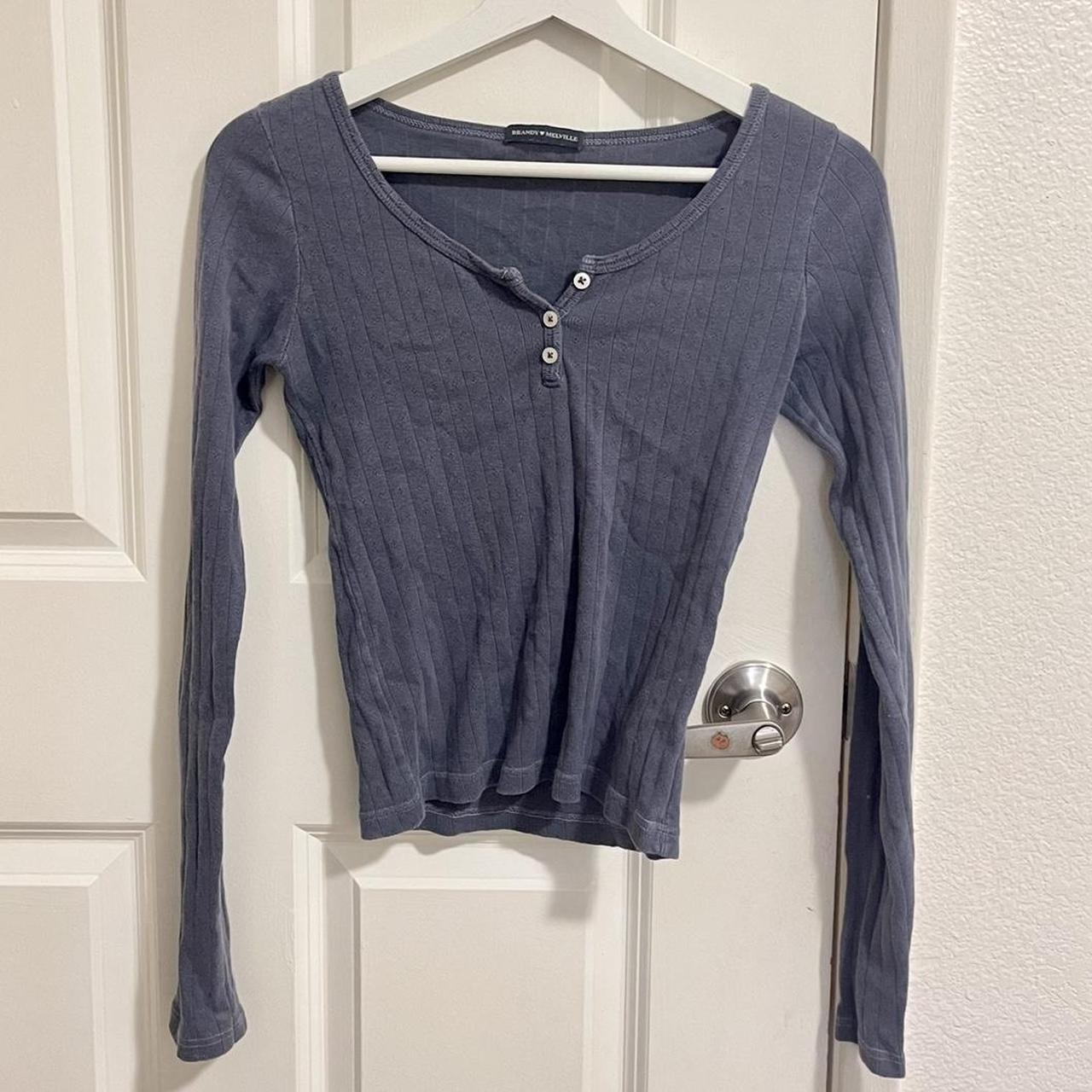 navy button up brandy long sleeves no flaws - Depop