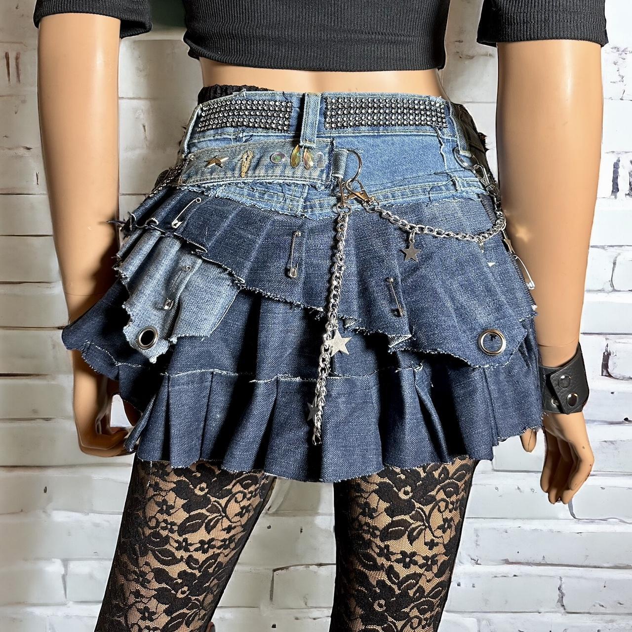 Amazing reworked denim micro mini wrap skirt with... - Depop