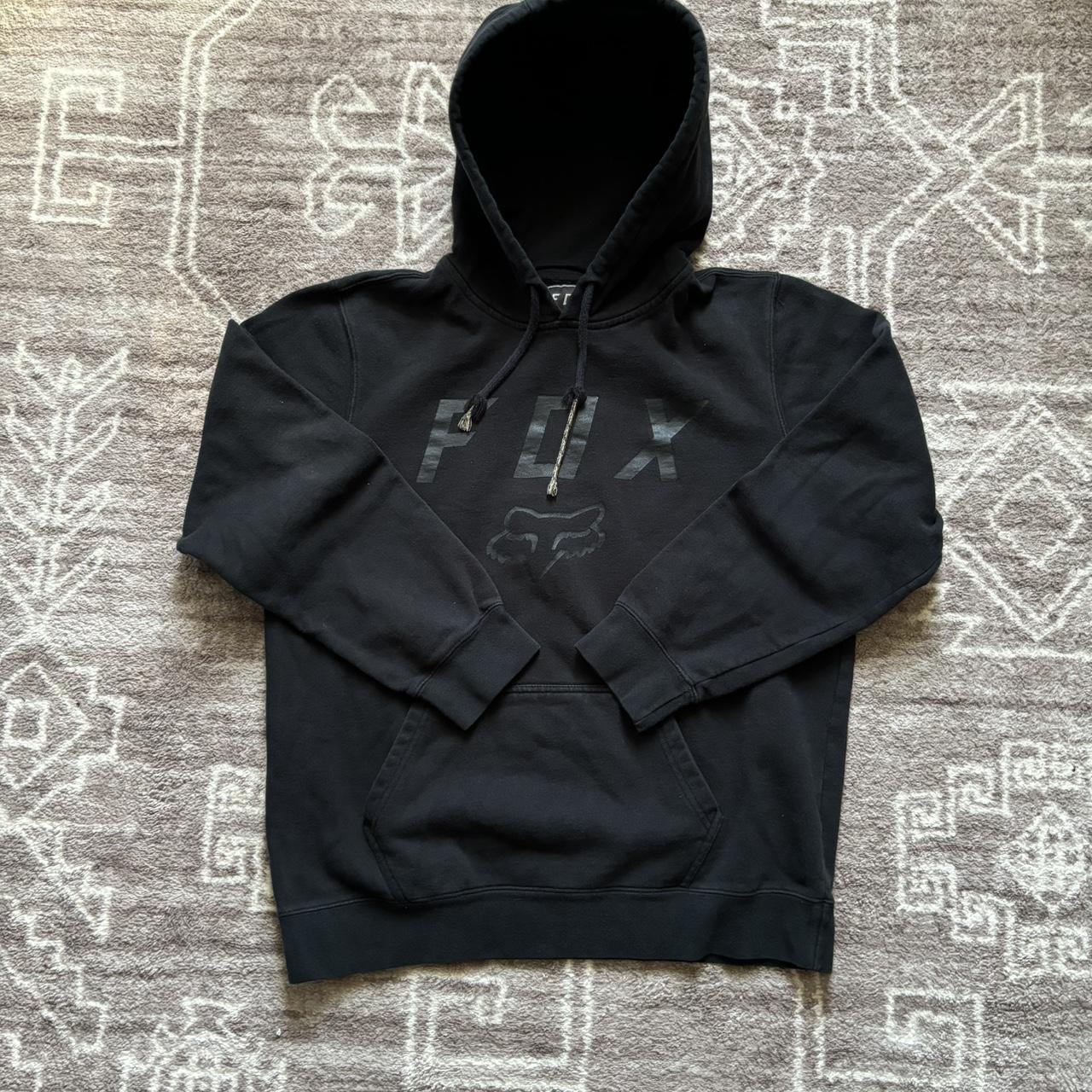 Super sick black Fox Racing hoodie. Some fraying and... - Depop