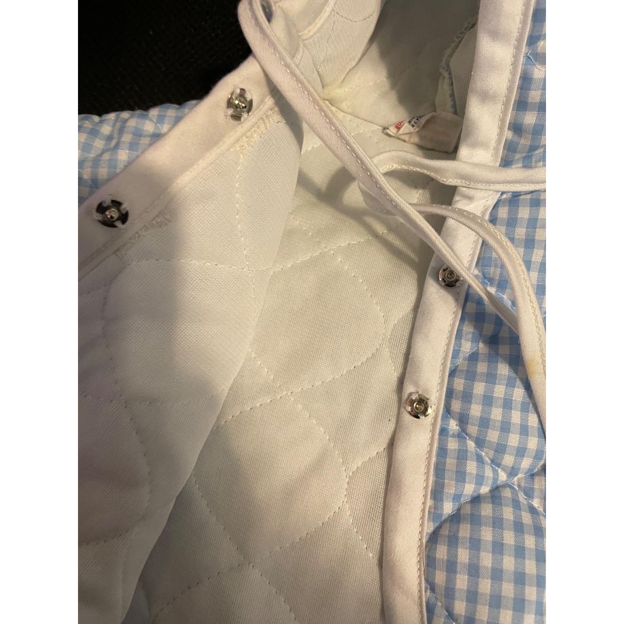 This is a blue and white gingham plaid hooded... - Depop