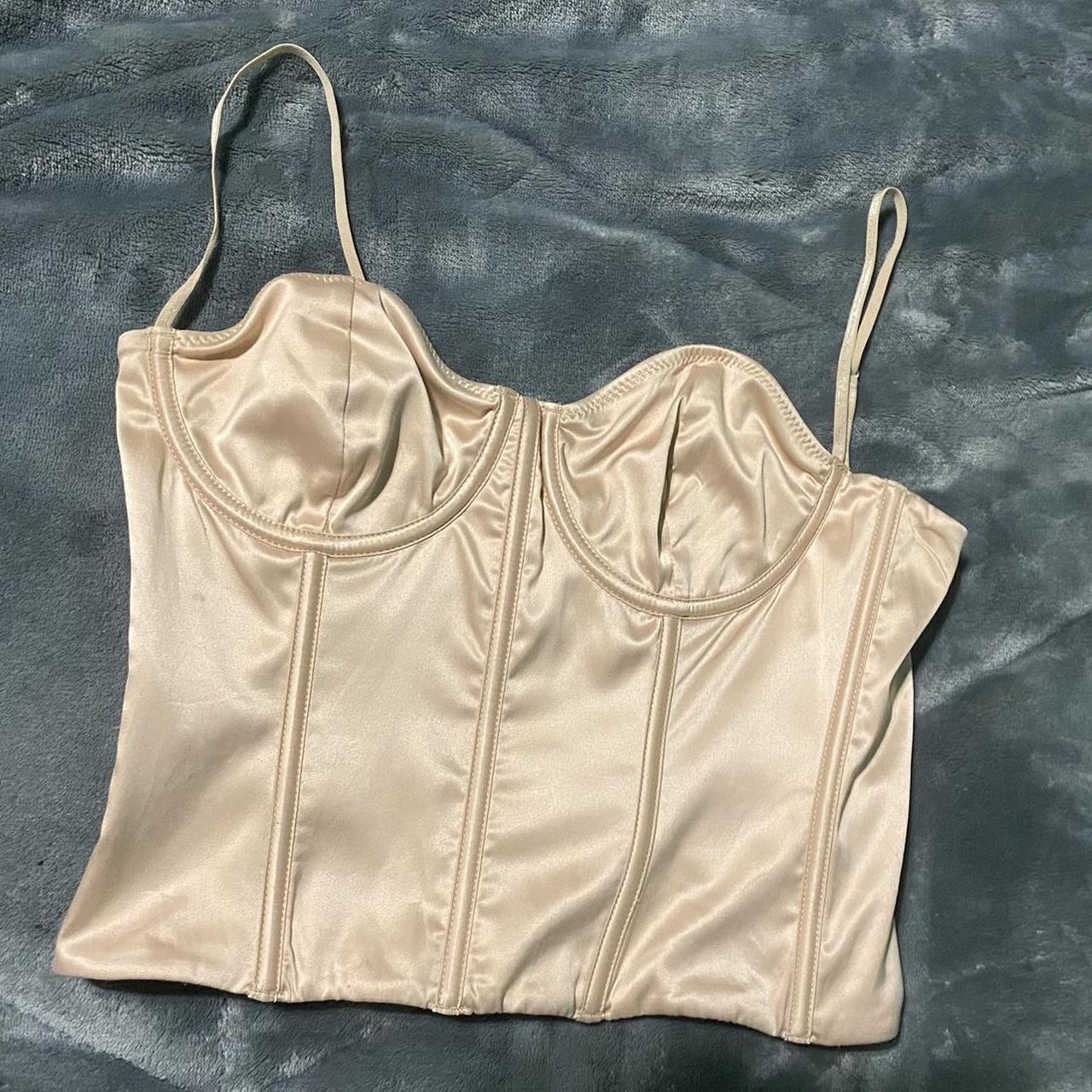 Gold/bronze colored corset top, so cute and good... - Depop