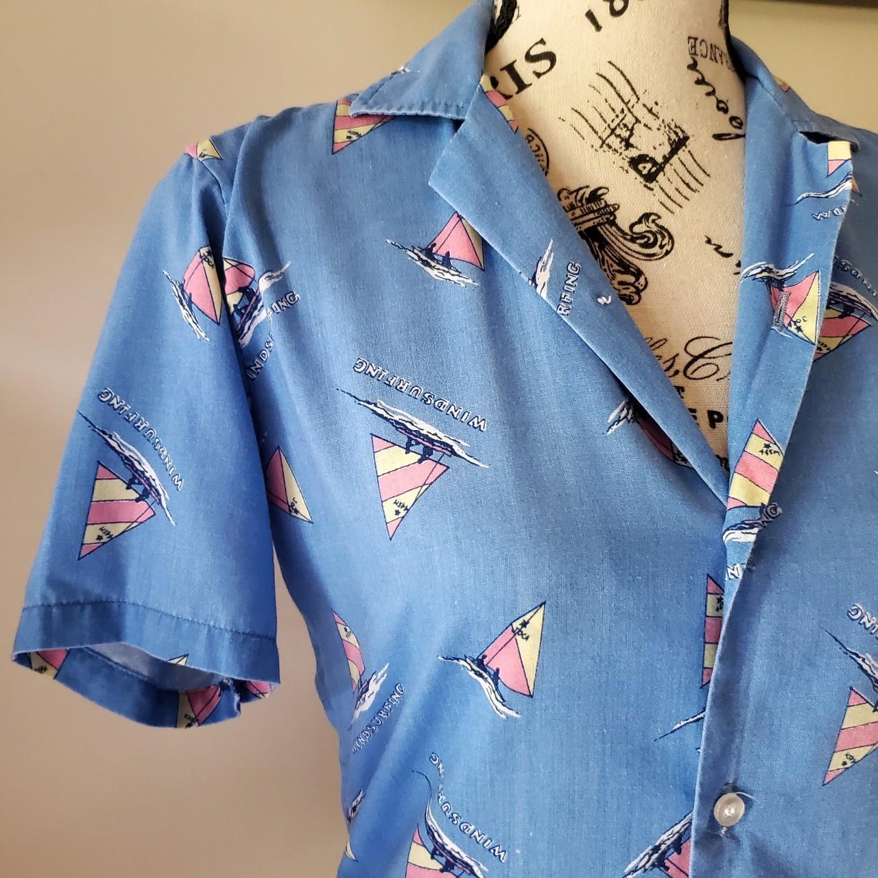 Vintage beachy button down short sleeve sailing... - Depop