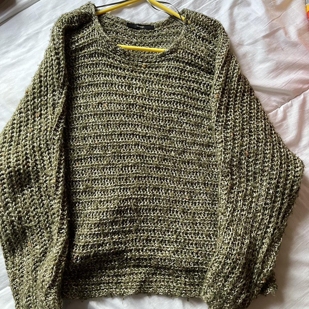 Olive green crochet jumper Labelled size M Fits me... - Depop