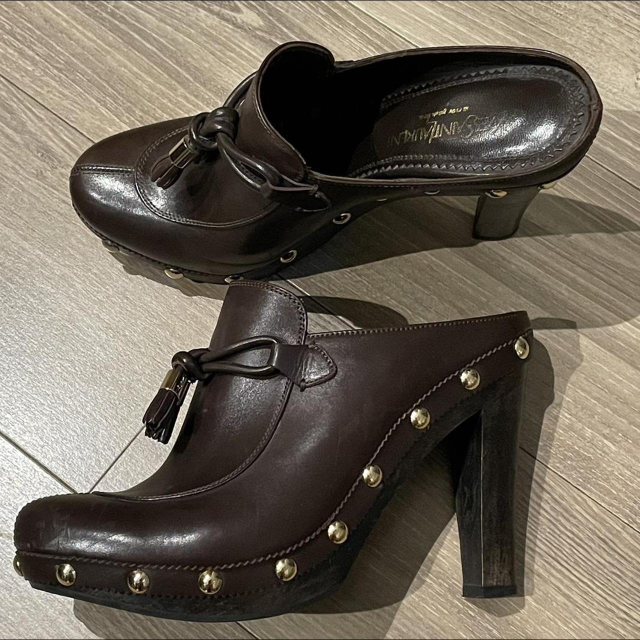 💫YSL💫 Vintage Wooden Platform Clogs Eye catching,... - Depop