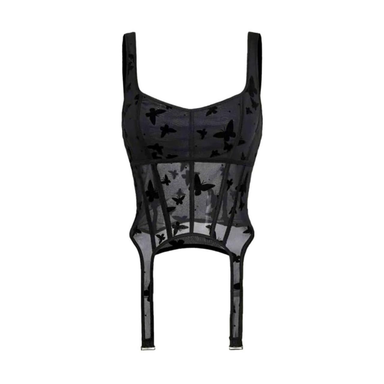 Butterfly Mesh Garter Cami Top Black S nwt Women's... - Depop