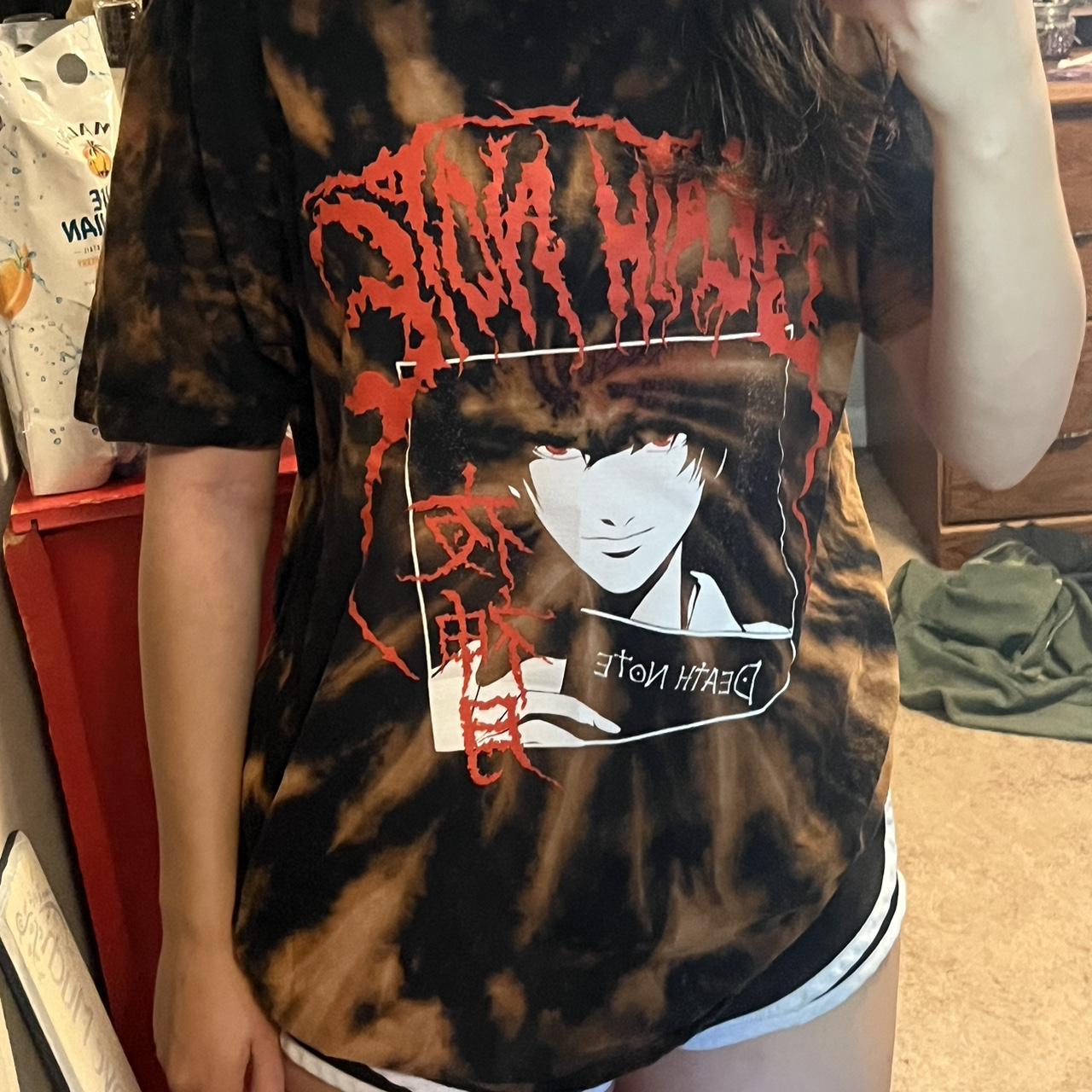 Hand bleach tie-dye light yagami death note tshirt.... - Depop