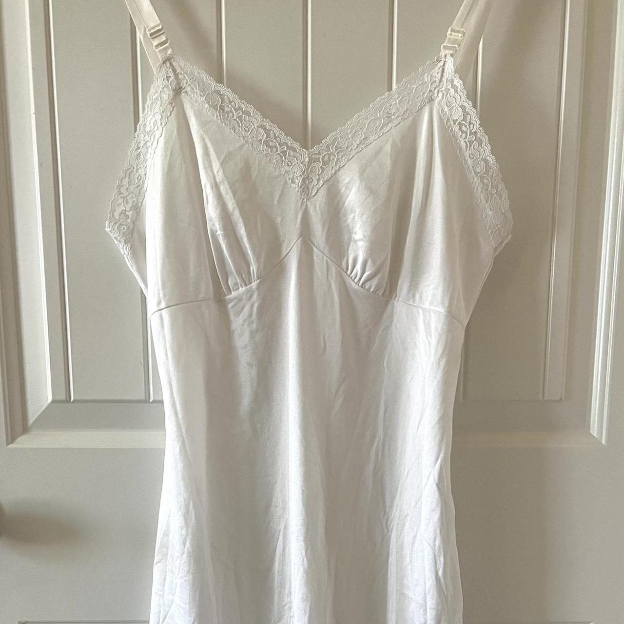 white vintage lace slip dress👼🏼 lace at the top,... - Depop