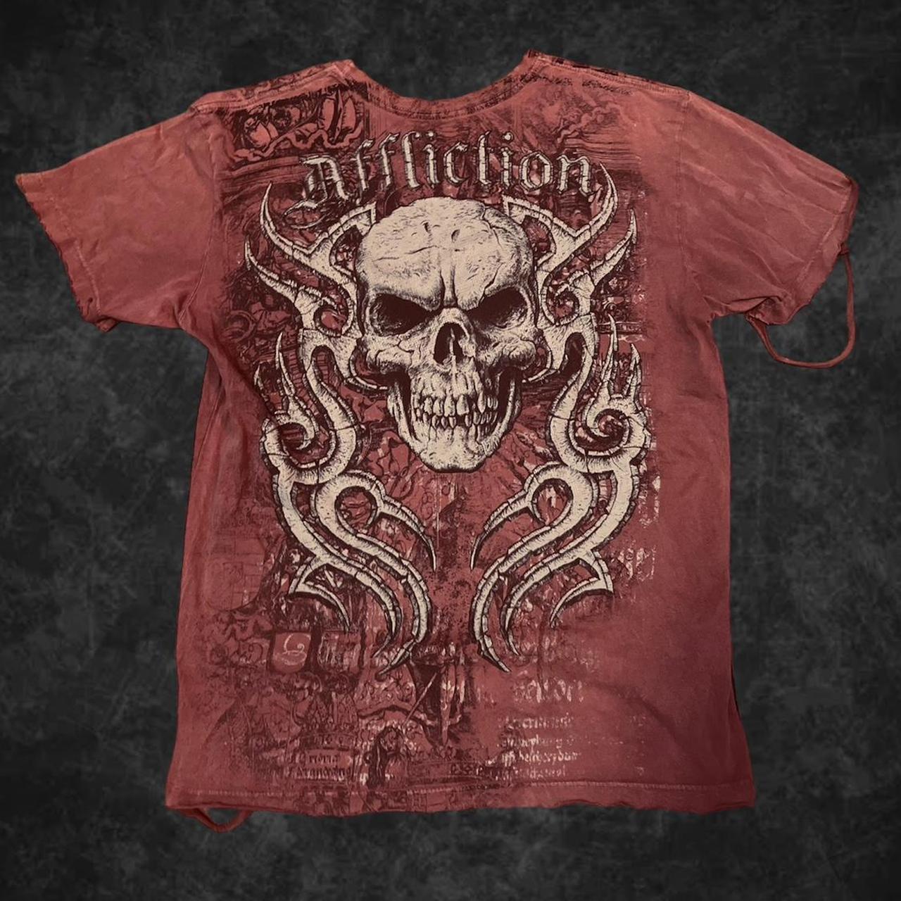 Rare affliction shirt has a light golden shine on... - Depop