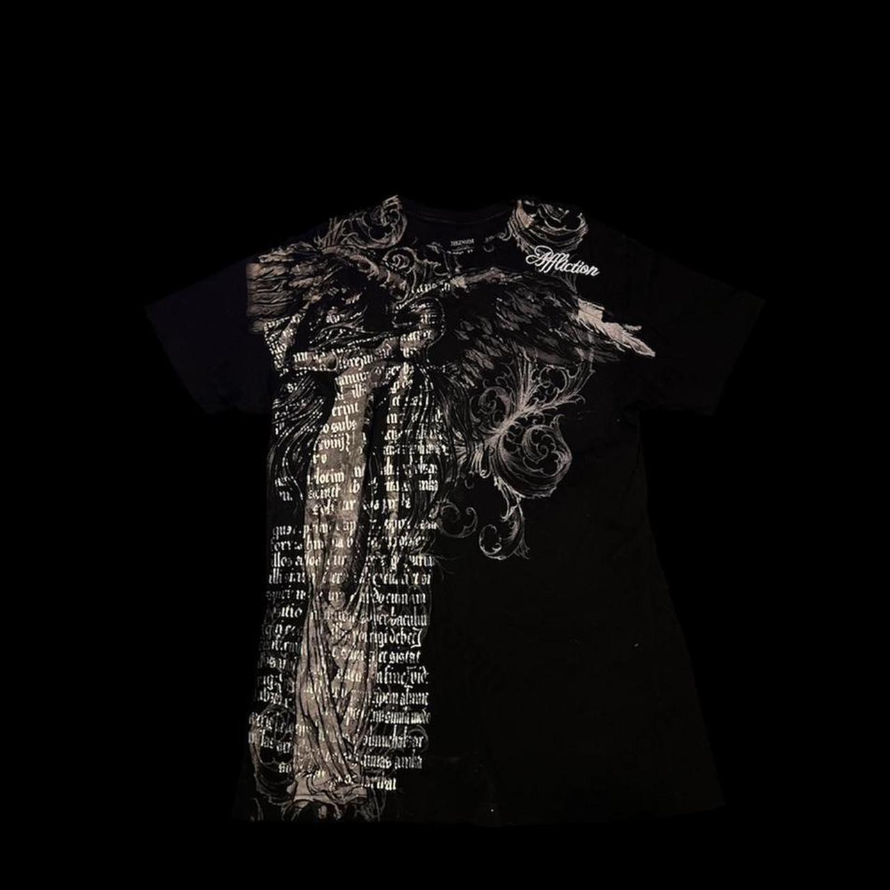 Black Affliction shirt with white graphics #goth... - Depop