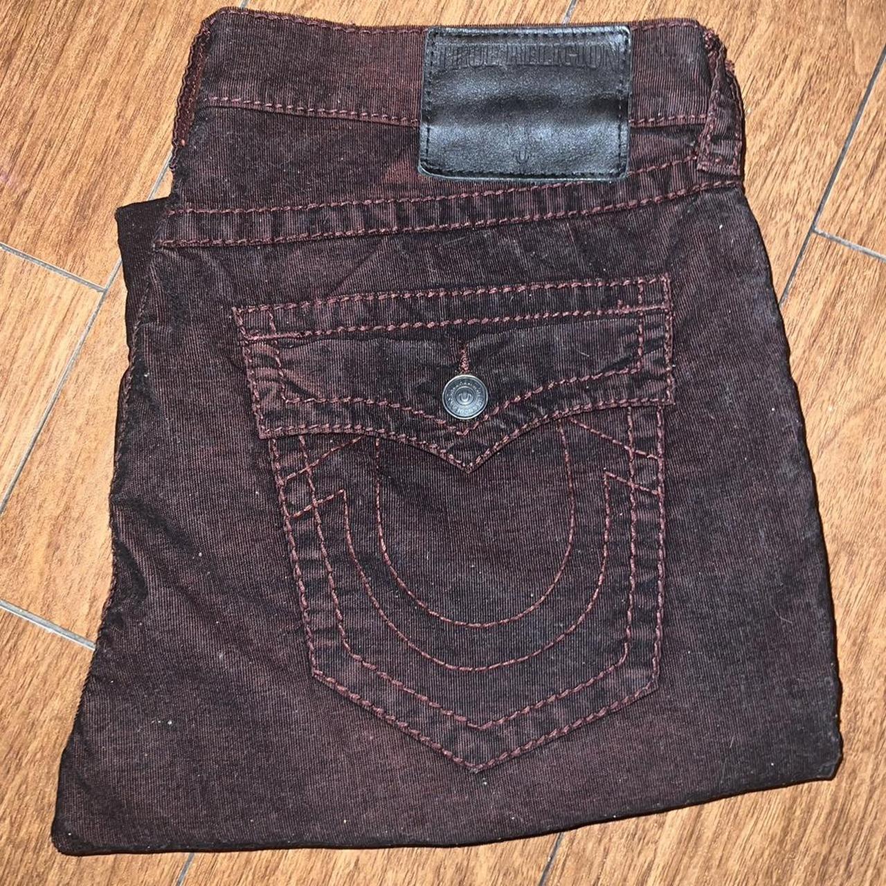 Rare asf corduroy red blood trueys 🦇 size 38/34... - Depop