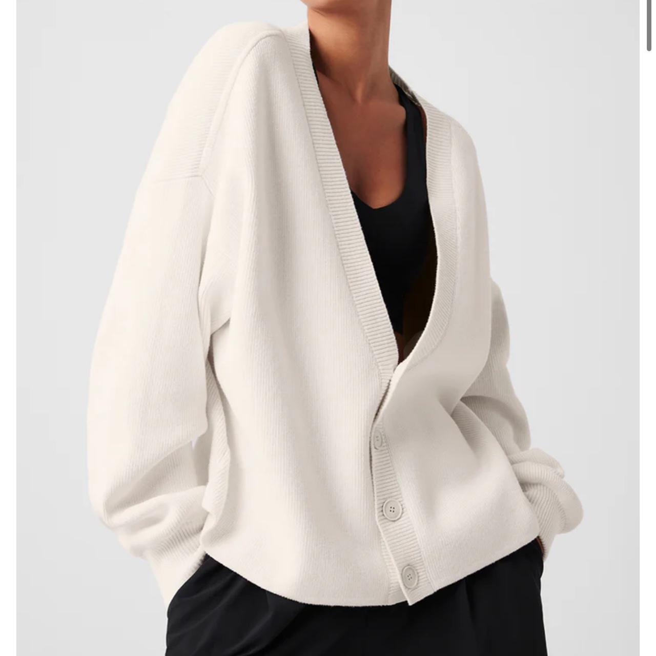 Alo Scholar Cardigan Sweater in Ivory Excellent... | Depop