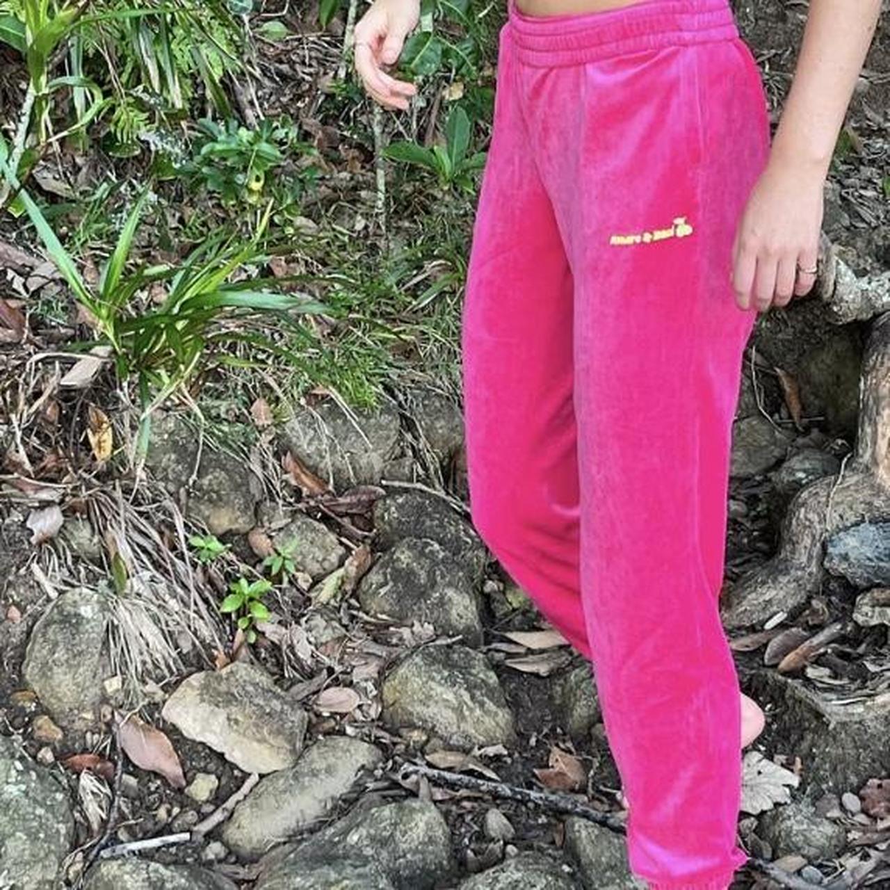 Amore and Baci Hot pink velvet/ velour trackies rrp... - Depop